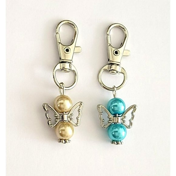 unbranded | Party Supplies | 4 Blue And Pearl White Angel Charm Clips ...